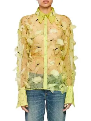 Blumarine Butterfly-appliqué Long-sleeve Shirt - Green