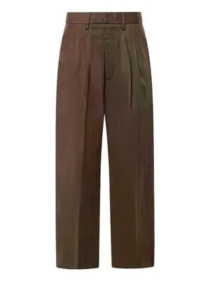 DONDUP Herringbone Pleated Trousers - Brown
