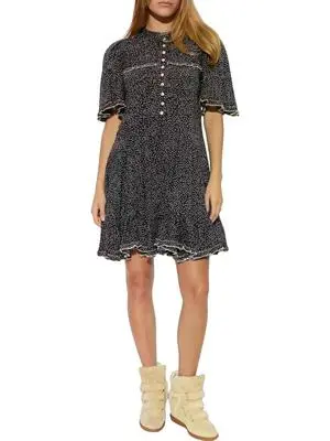 MARANT ETOILE Daynia Polka-dot Mini Dress - Black