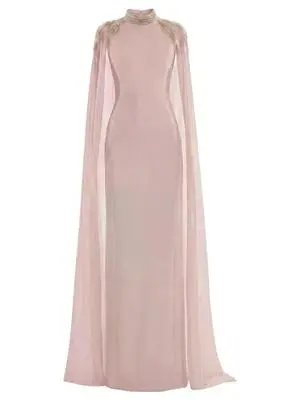 SAIID KOBEISY Embellished Cape-sleeve Maxi Dress - Pink
