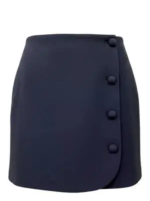 Valentino Garavani Button-embellished Wool Mini Skirt - Blue