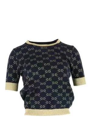 Gucci Gg Lamé Top - Blue