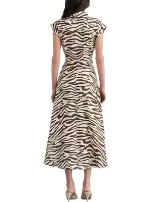 TOCCIN Serena Zebra-print Midi Dress - Neutrals