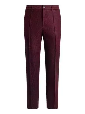 Etro Trousers In Mélange-effect Wool-blend Fabric - Red