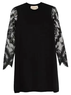 Valentino Garavani Lace-sleeve Mini Dress - Black