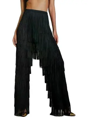 ELDORADO Fringe-trimmed Trousers - Black