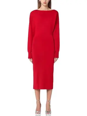 P.a.r.o.s.h Boat-neck Long-sleeve Dress - Red