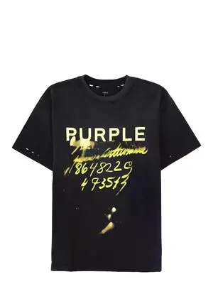 PURPLE BRAND Distressed Logo-print T-shirt - Black