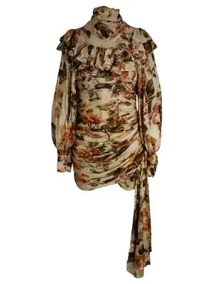 Zimmermann Resistance Ruffled Floral-print Dress - Neutrals