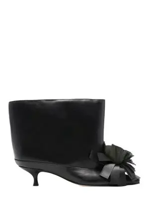 A.W.A.K.E. Mode Flower-detail Leather Ankle Boots - Black