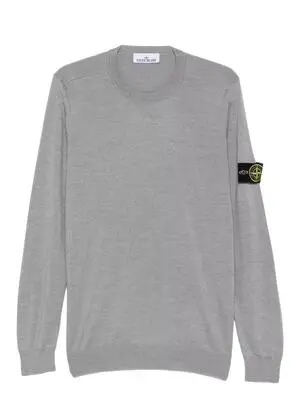 Stone Island Logo-patch Crew Neck Sweater - Grey
