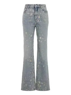 Alexander McQueen Distressed Flared-hem Jeans - Blue