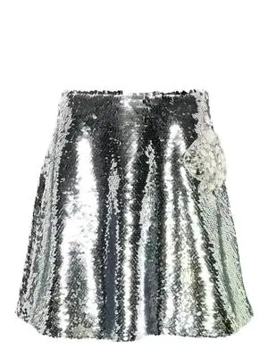 GENNY Sequinned Mini Skirt - Silver