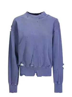 KURO More Damage Distressed Washed Sweatshirt - Blue