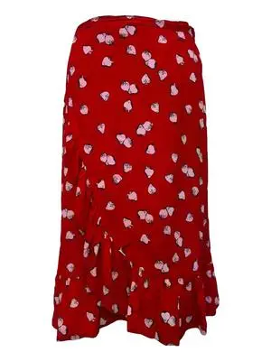 Miu Miu Strawberry-print Wrap Skirt - Red