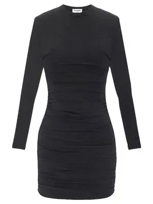 Saint Laurent Draped-design Wool Dress - Black