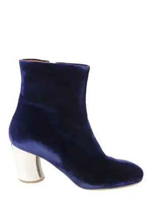 Proenza Schouler Velvet Block Heel Ankle Boots - Blue