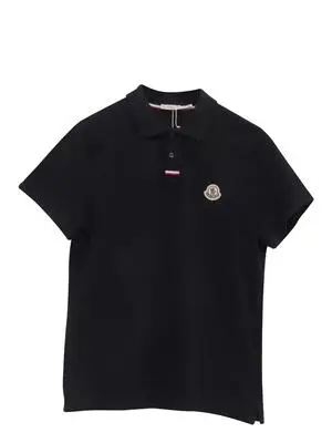 Moncler 2020s Logo Patch Piqué Polo Shirt - Blue
