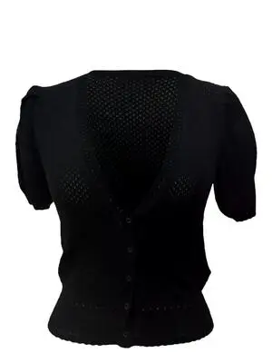 DÔEN Knitted Short-sleeve Cardigan - Black