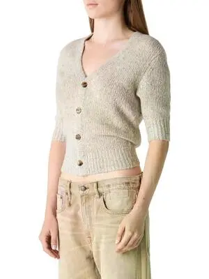 R13 Cashmere Elbow-sleeve Cardigan - Neutrals