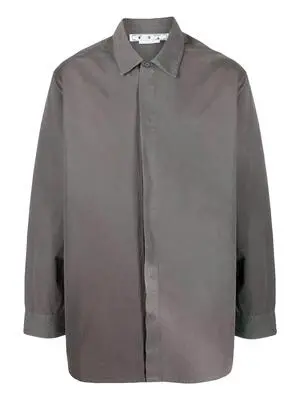 Off-White Embroidered-logo Oversized-cut Shirt - Grey