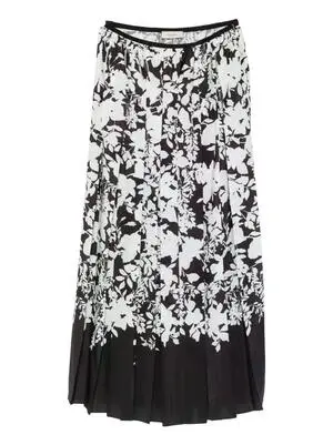 Agnona Floral-print Pleated Midi Skirt - Black