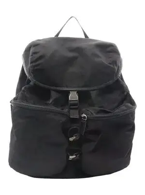 Prada 2000s Triangle Logo Backpack - Black