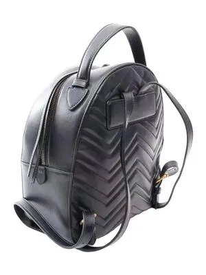 Gucci 2010s Gg Marmont Chevron-pattern Leather Backpack - Black