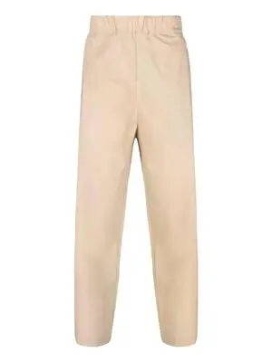 LANEUS Stretch-cotton Tapered Trousers - Neutrals