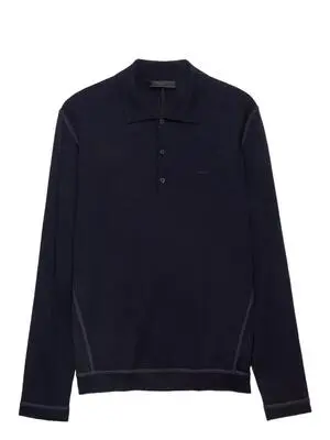 Prada Long-sleeved Wool Polo Sweater - Blue