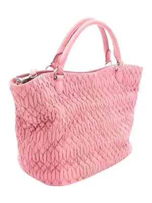 Miu Miu Nappa Crystal Matelassé Tote Bag - Pink