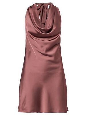 Anna October Margaret Draped Satin Mini Dress - Brown
