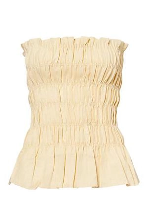 Faithfull The Brand Tiera Linen Ruched Top - Daffodil