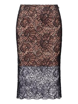 ROTATE BY BIRGER CHRISTENSEN Scalloped Lace Midi Pencil Skirt - Black