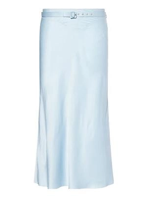 Anna October Kama Belted Satin Midi Skirt - Light Blue