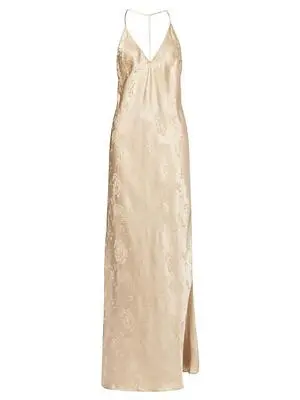Anna October Justina Backless Satin Maxi Dress - Beige
