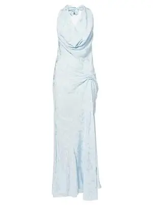 Anna October Kelly Draped Satin Maxi Dress - Light Blue