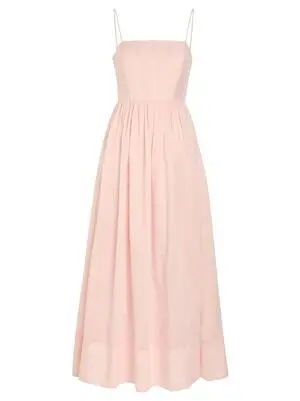 Aje Rosie Boned Cotton And Silk-blend Midi Dress - Pink
