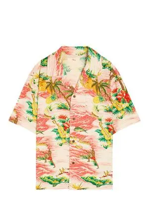 CHERRY LOS ANGELES Hawaiian Vacation Printed Rayon Poplin Shirt - Multi 02