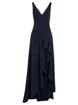 Stella McCartney Frill Woven Maxi Dress - Navy