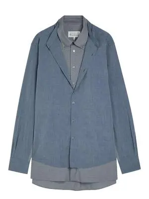 MAISON MARGIELA Panelled Cotton-poplin Shirt - Blue