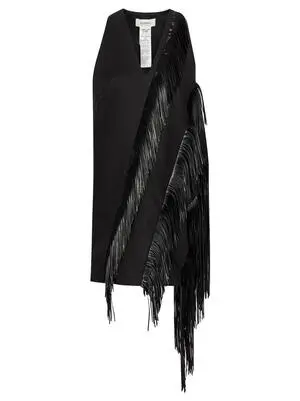Sportmax Fringed Cotton Mini Dress - Black