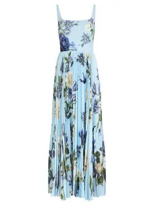 Alice + Olivia Carolyn Floral-print Crepe And Satin Maxi Dress - Blue
