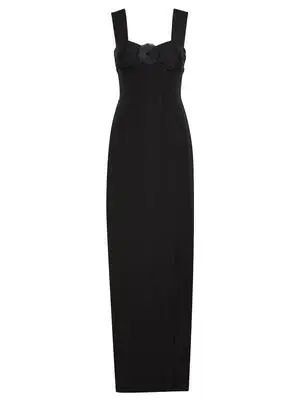 PATRICK MCDOWELL Kathleen Floral-appliquéd Wool-blend Maxi Dress - Black