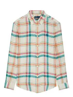 Polo Ralph Lauren Plaid Linen Shirt - White