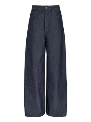 Ossou Slick Wide-leg Denim Jeans - Navy