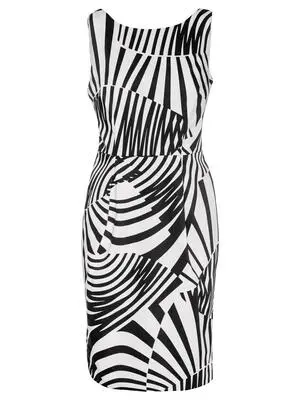 CONQUISTA Graphic Op-art Inspired Cotton Stretch Dress - Black