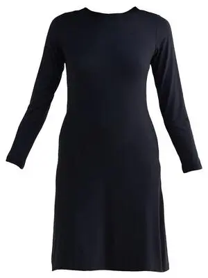 REISTOR High Crew Neck Elbow Sleeves Fitted Dress - Black