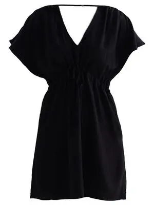 REISTOR Short Gathered Crepe Dress - Black