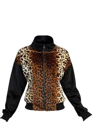 LALIPOP DESIGN Leopard Print Bomber Jacket - Black